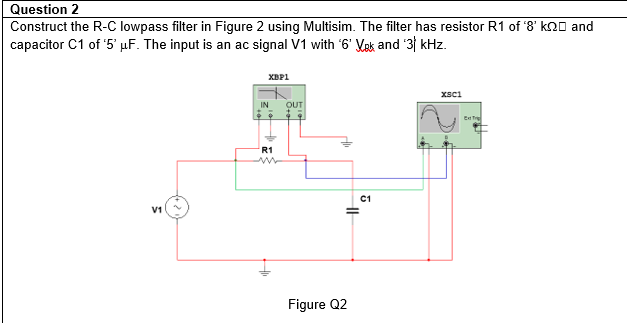 Solved \table[[Question 2]]Construct the R-C lowpass filter | Chegg.com