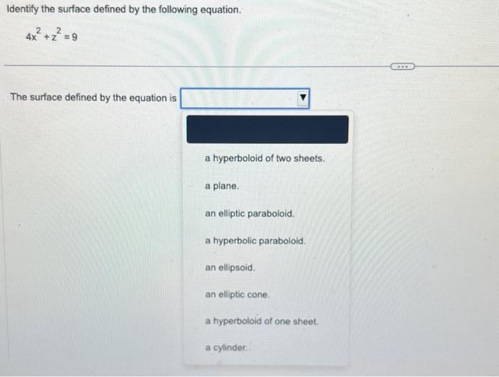 Solved Identify the surface defined by the following | Chegg.com