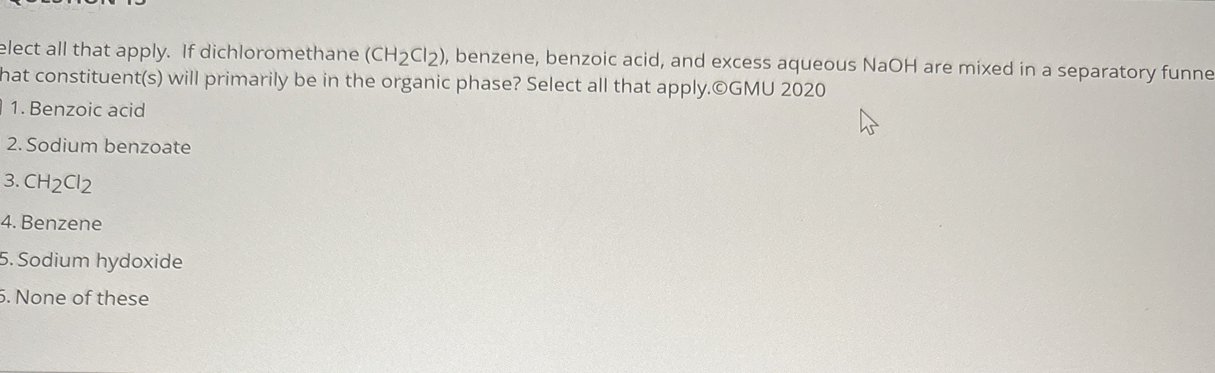 Solved elect all that apply. If dichloromethane (CH2Cl2), | Chegg.com