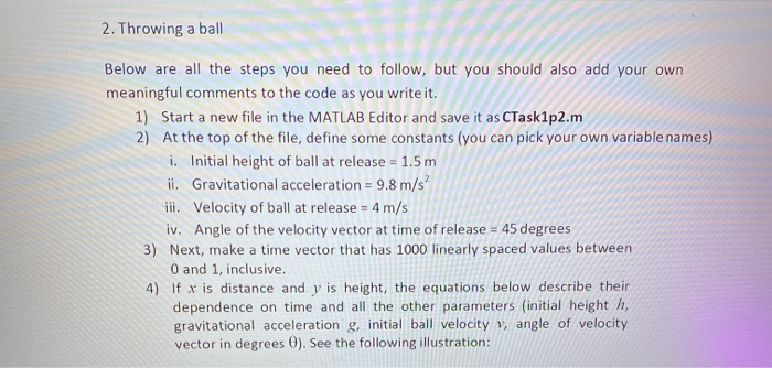 Solved 2. Throwing a ball Below are all the steps you need | Chegg.com