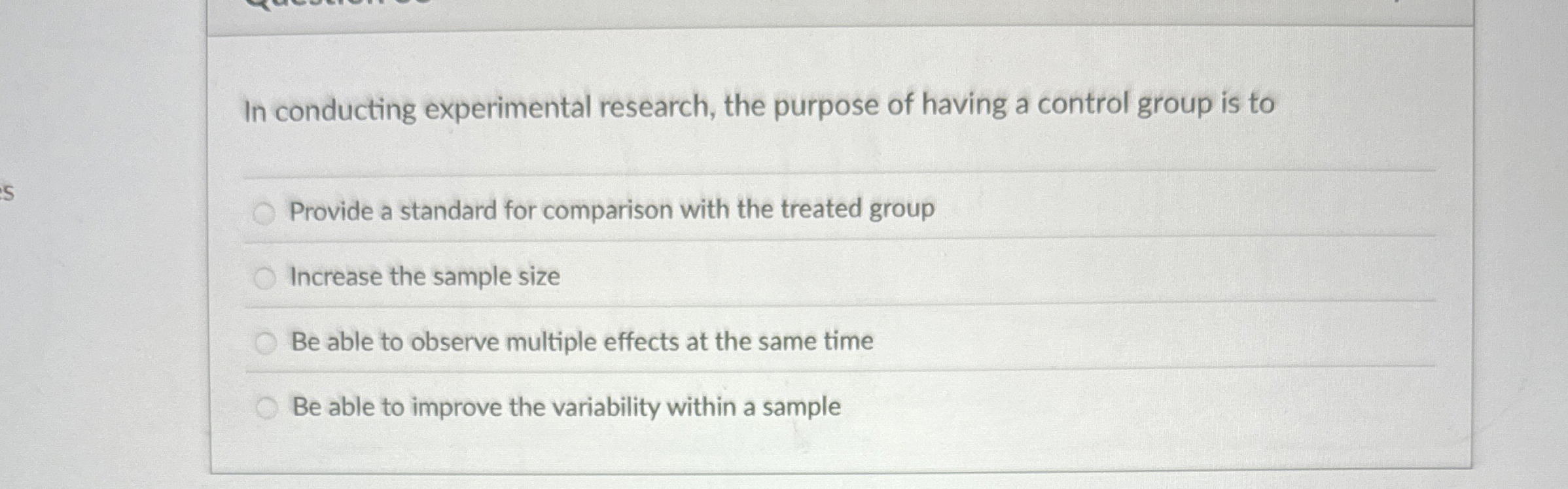 Solved In conducting experimental research, the purpose of | Chegg.com