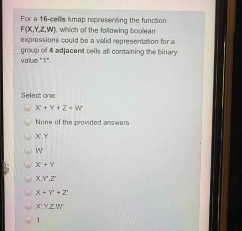 Solved For a 16-cells kmap representing the function | Chegg.com