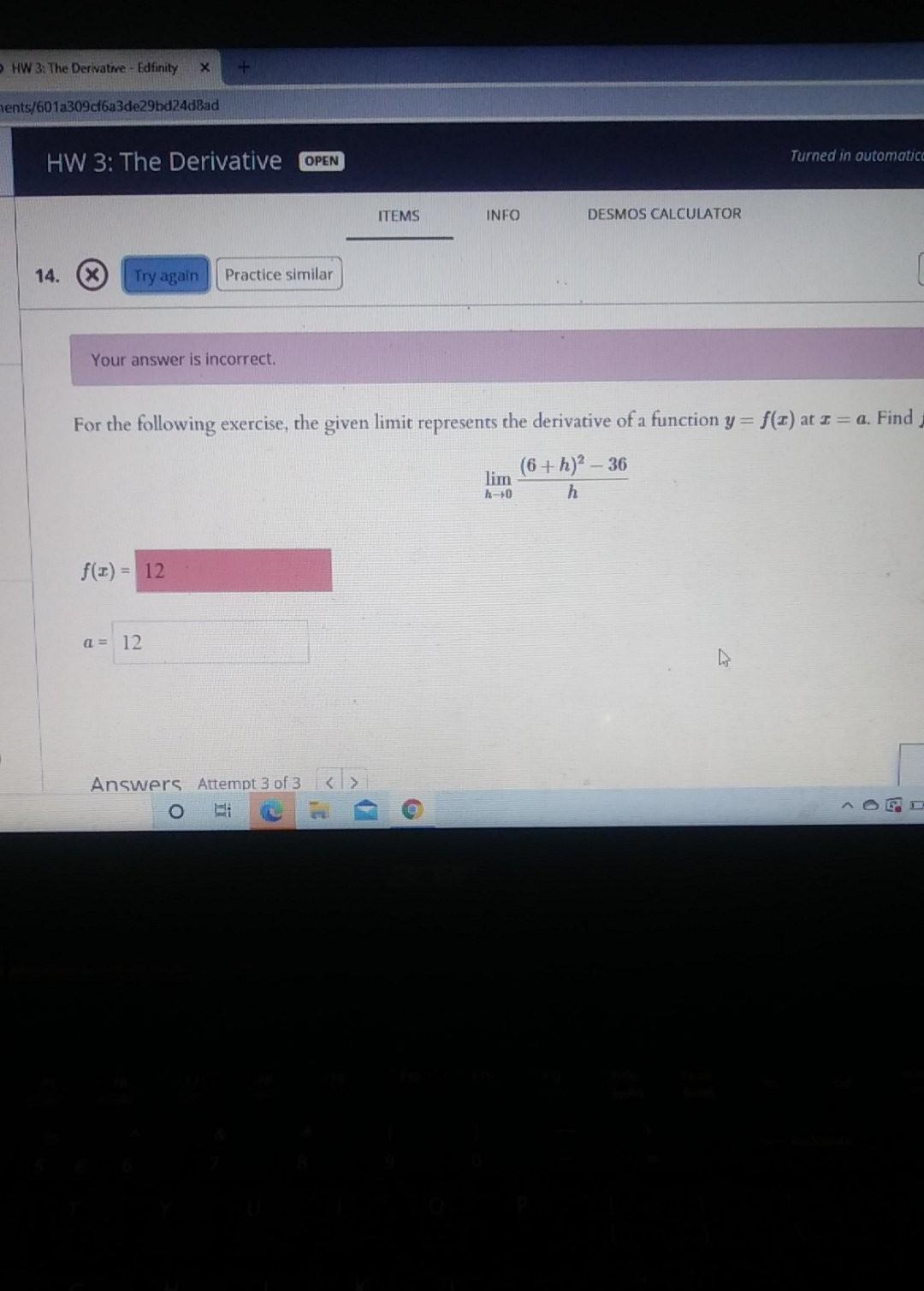 Solved CO HW 3: The Derivative - Edfinity X --- | Chegg.com