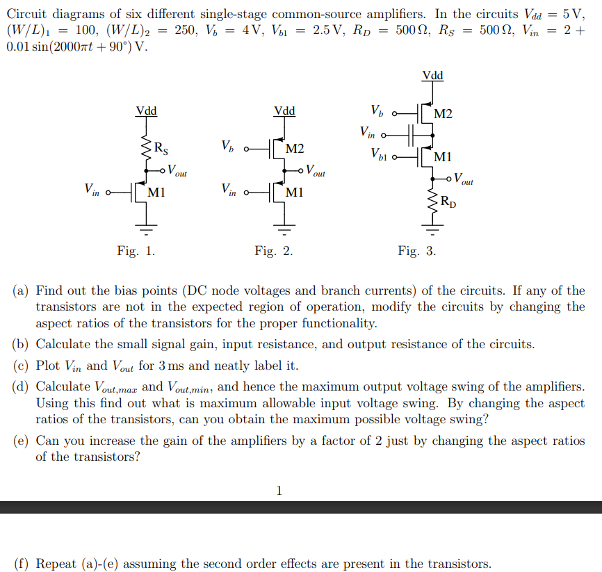 Circuit diagrams of three different single-stage | Chegg.com