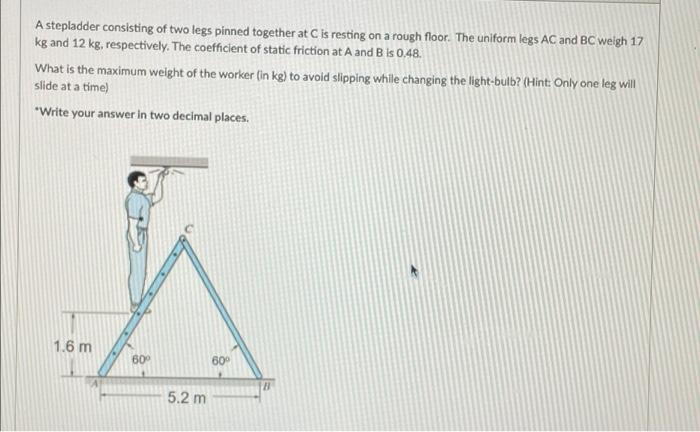 Solved A stepladder consisting of two legs pinned together | Chegg.com