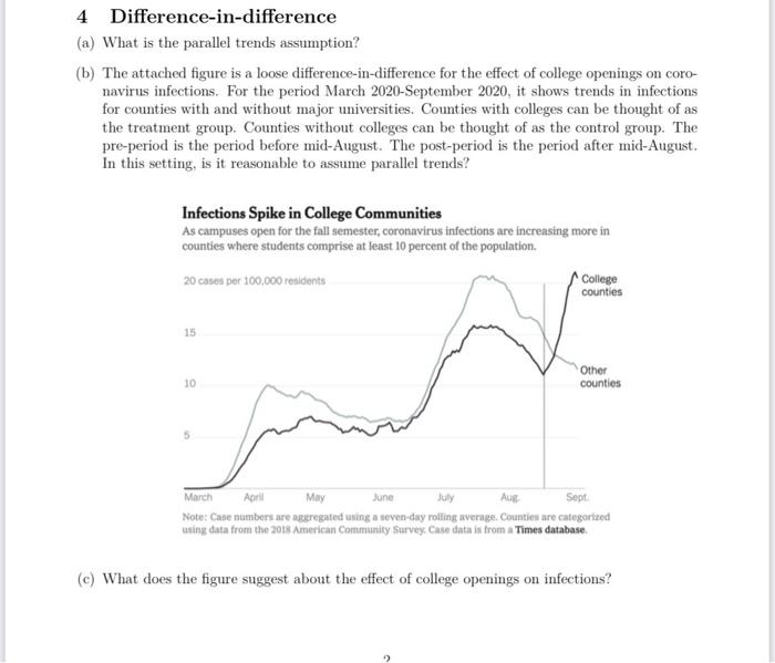Solved 4 Difference-in-difference (a) What is the parallel | Chegg.com