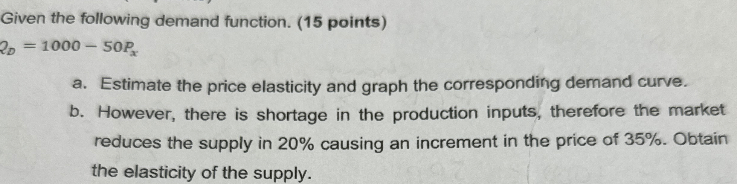 Solved Given the following demand function. (15 | Chegg.com
