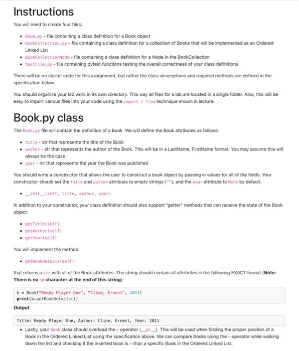 Solved Instructions You will need to create four files: | Chegg.com