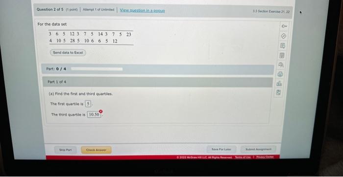Solved For the data set Part: 0/4 Part 1 of 4 (a) Find the | Chegg.com