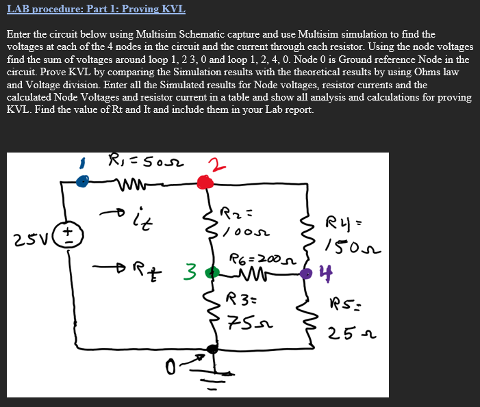 LAB procedure: Part l: using KVL and Kcl find the | Chegg.com LAB procedure: Part l: using KVL and Kcl find the | Chegg.com