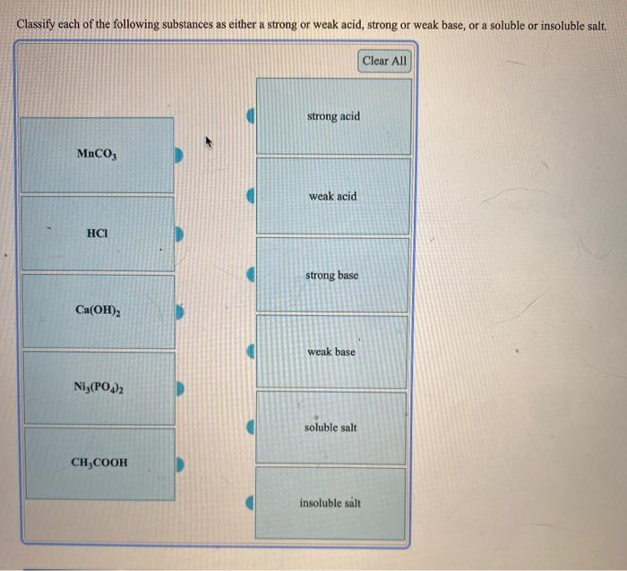 Solved Classify each of the following substances as either a | Chegg.com