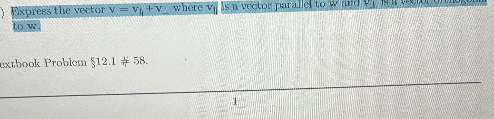 Solved Express the vector where v||is a vector parallel to | Chegg.com