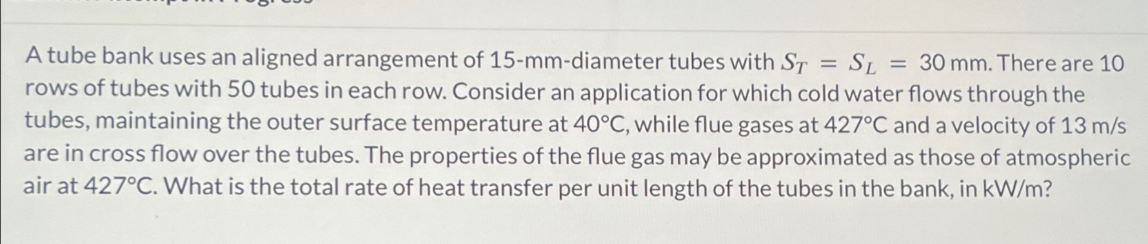 Solved A tube bank uses an aligned arrangement of | Chegg.com