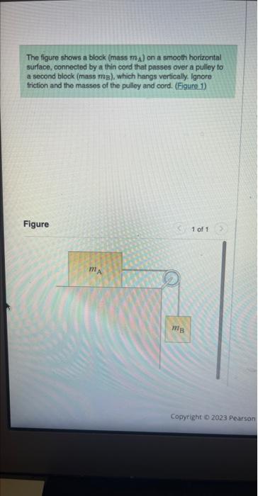 Solved The figure shows a block (mass mA ) on a smooth | Chegg.com