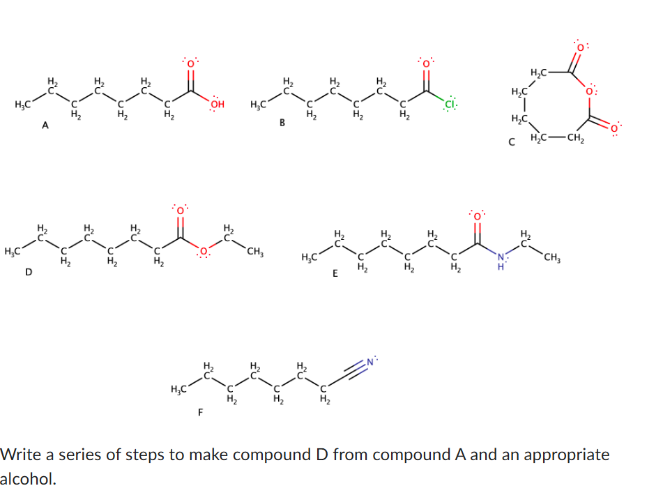 Solved Write a series of steps to make compound D from | Chegg.com