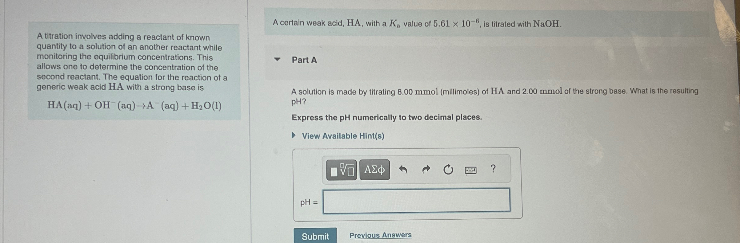 Solved A titration involves adding a reactant of known | Chegg.com
