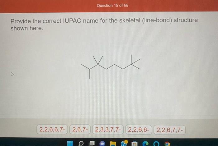 Solved Provide the correct IUPAC name for the skeletal | Chegg.com