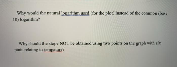 Solved Why would the natural logarithm used (for the plot) | Chegg.com