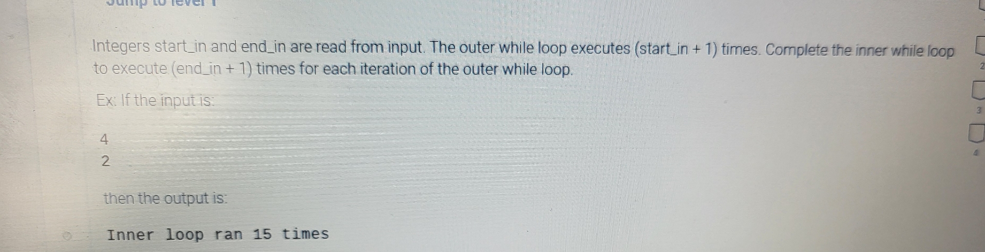 Solved Integers start_in and end_in are read from input. The | Chegg.com