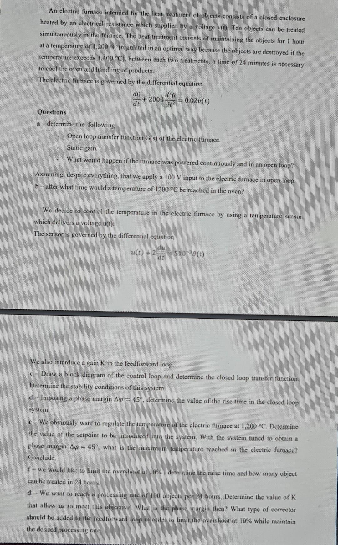 Solved An electric furnace intended for the heat treatment | Chegg.com