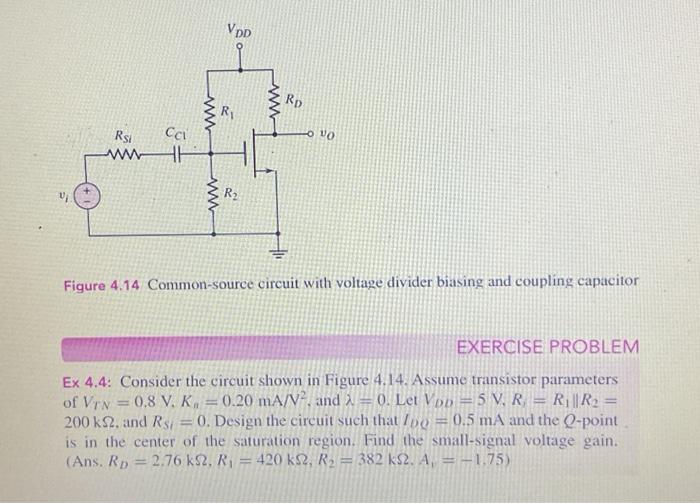 Solved Figure 4.14 Common-source circuit with voltage | Chegg.com