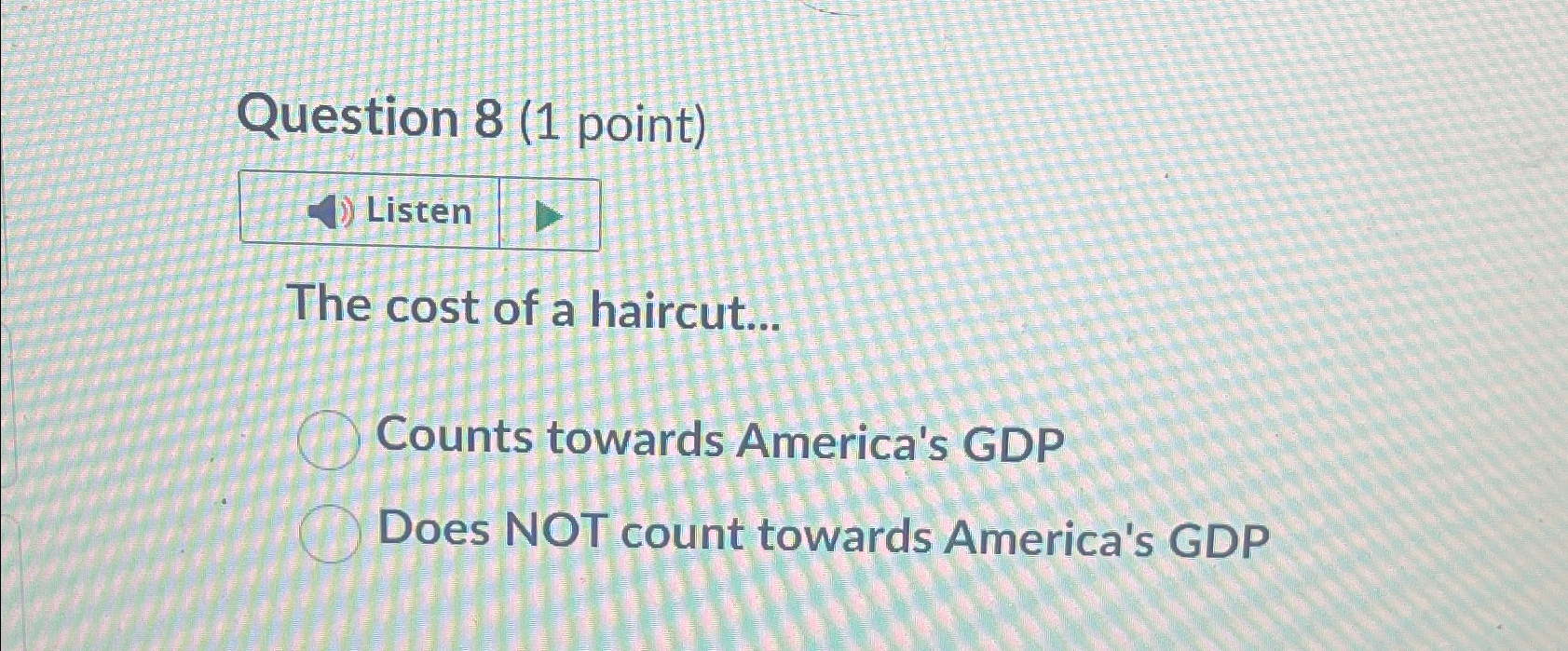 Solved Question 8 (1 ﻿point)ListenThe cost of a | Chegg.com