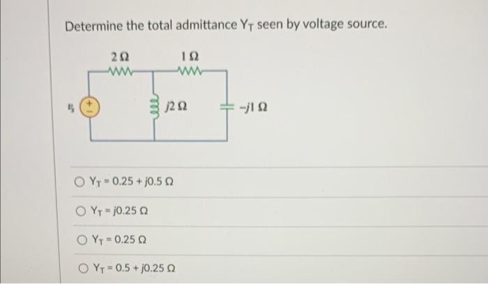 Solved Determine the total admittance Yt seen by voltage | Chegg.com