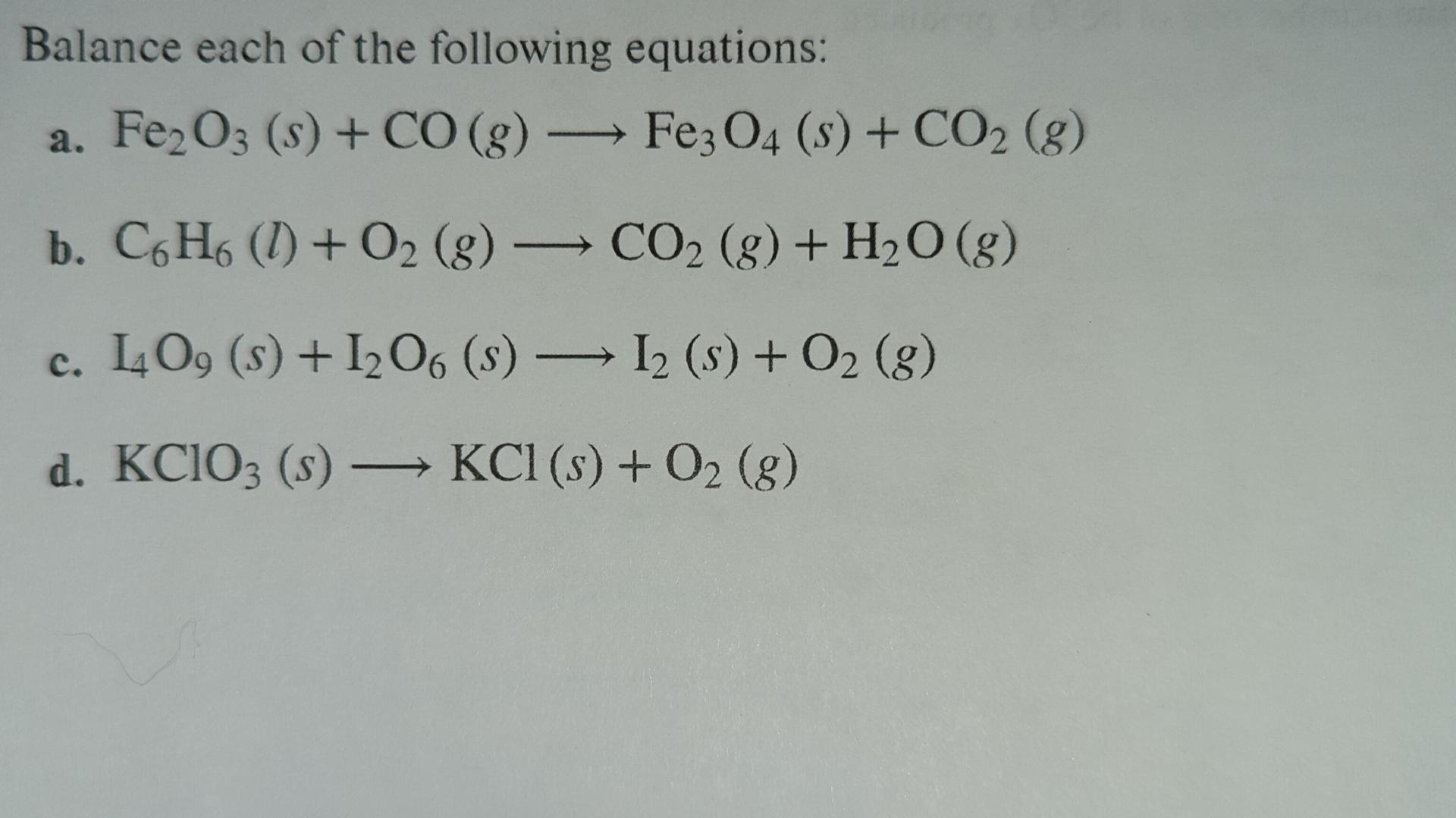 Solved Balance each of the following equations: a. | Chegg.com