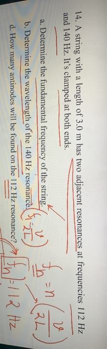 Solved 14. A string with a length of 3.0 m has two adjacent | Chegg.com