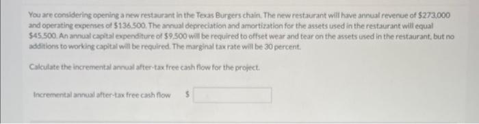 Solved You are considering opening a new restaurant in the | Chegg.com