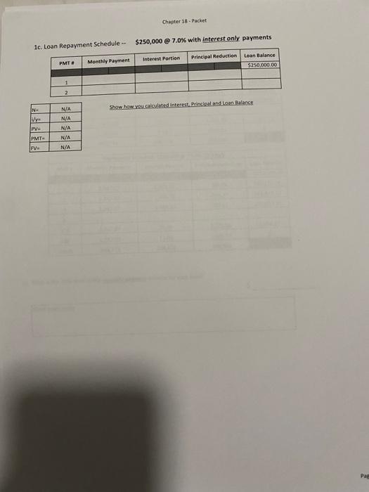 Solved Chapter 18 - Packes 1. 1a. Loan fepayment schedule | Chegg.com