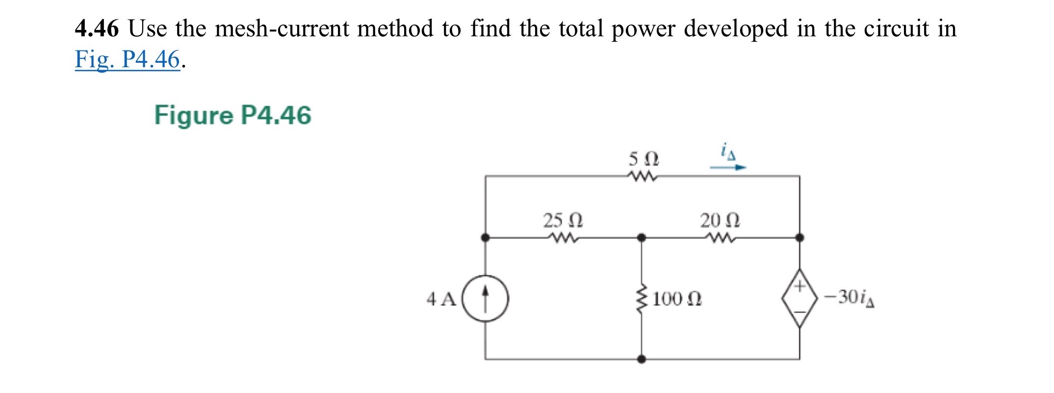 Solved 4.46 ﻿Use the mesh-current method to find the total | Chegg.com