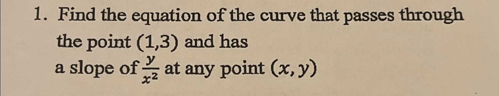 Solved Find the equation of the curve that passes through | Chegg.com