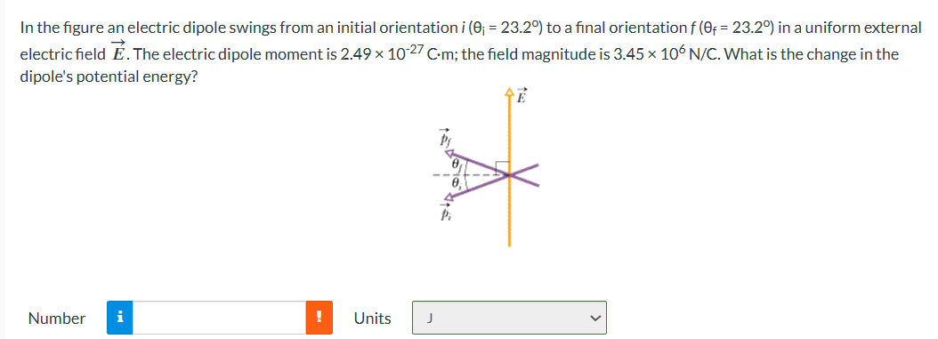 Solved In ﻿the figure an ﻿electric dipole swings from an | Chegg.com