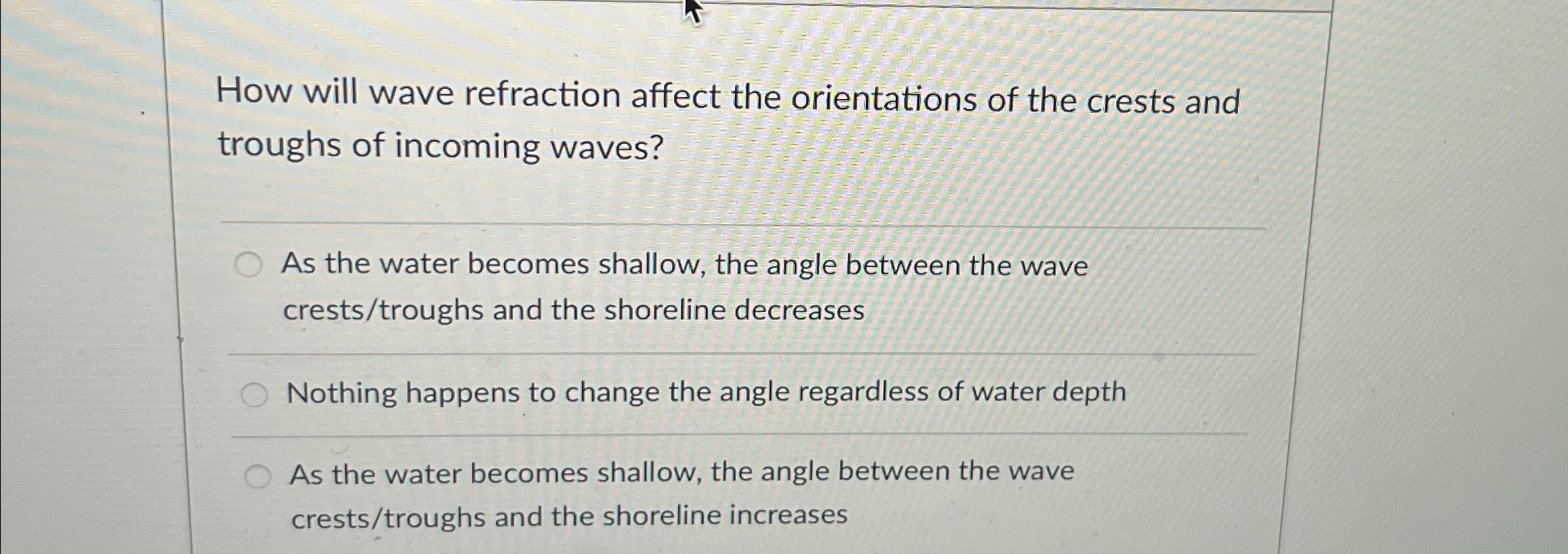 Solved How will wave refraction affect the orientations of | Chegg.com