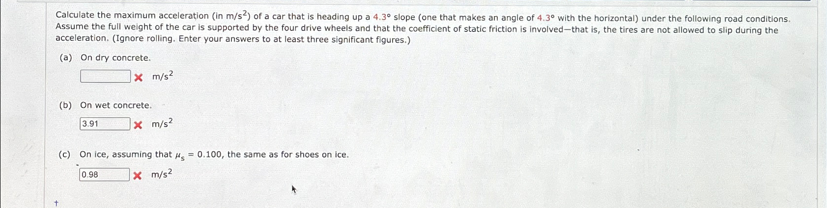 Calculate the maximum acceleration (in ms2 ) ﻿of a | Chegg.com