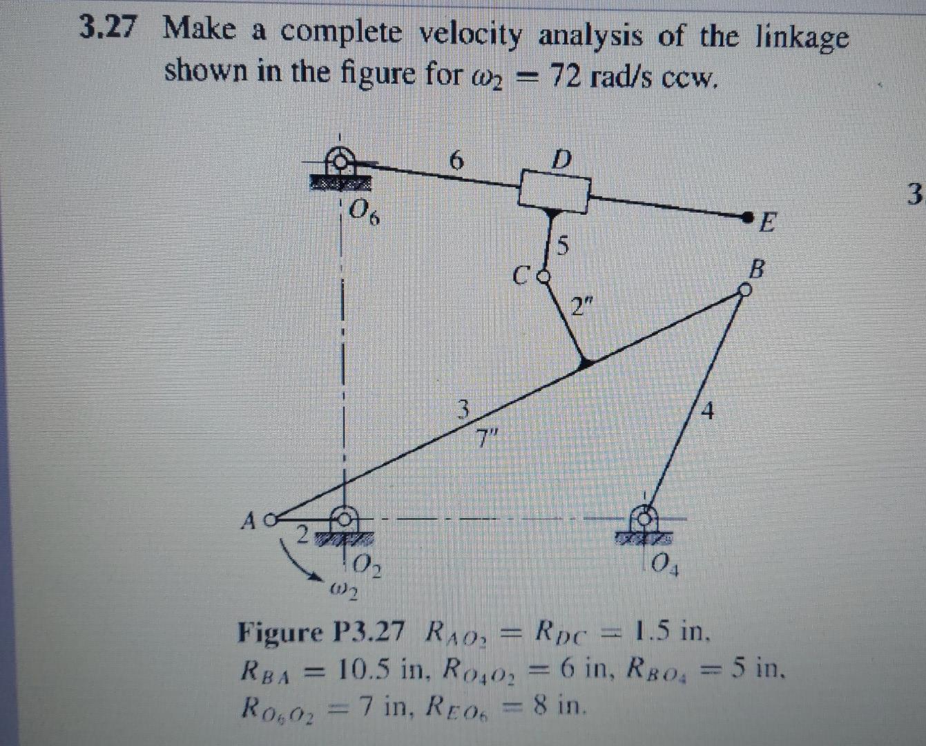 Solved 3 27 Make A Complete Velocity Analysis Of The Linkage