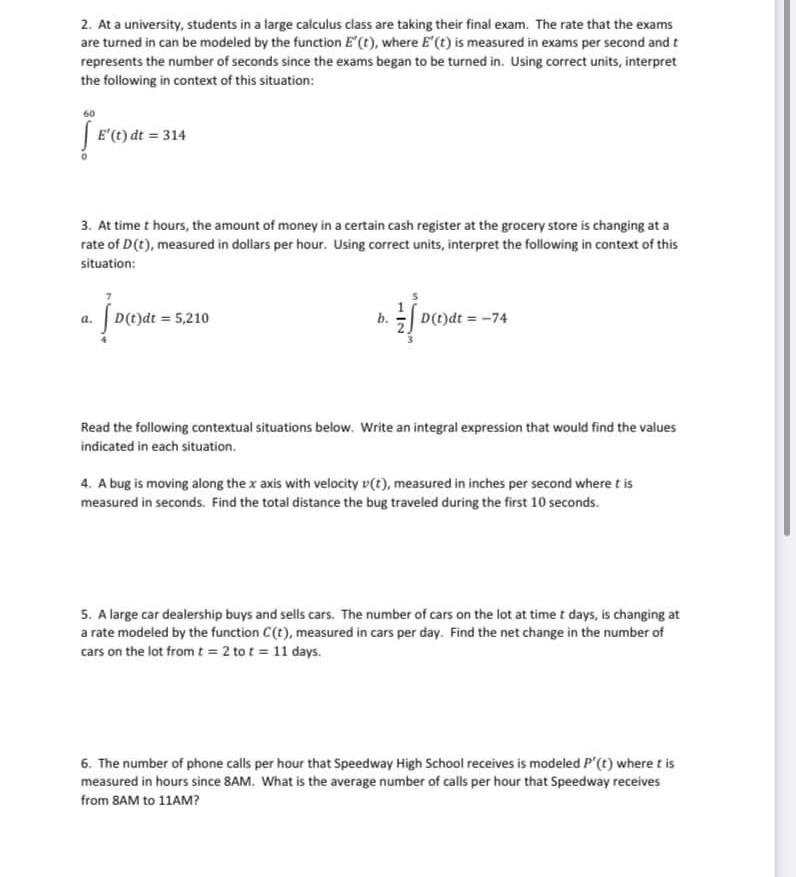 Solved 2. At a university, students in a large calculus | Chegg.com