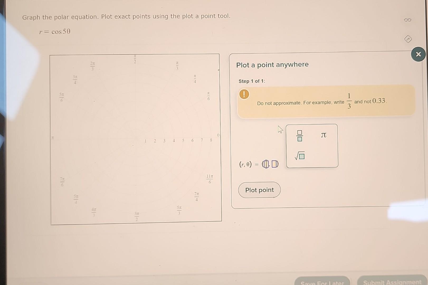 Solved Graph the polar equation. Plot exact points using the | Chegg.com