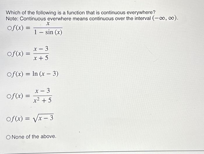 Solved Which of the following is a function that is | Chegg.com