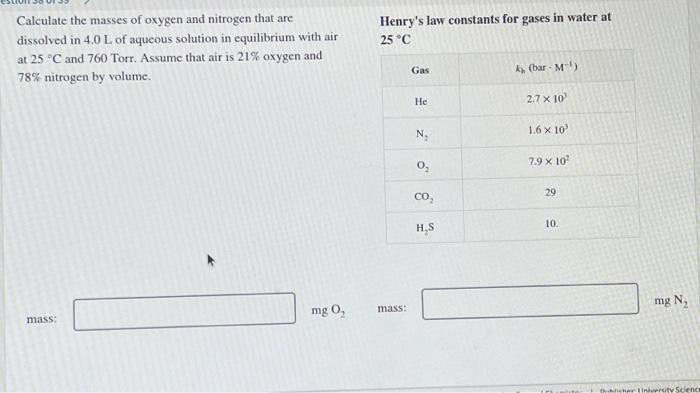 Solved Calculate the masses of oxygen and nitrogen that are | Chegg.com