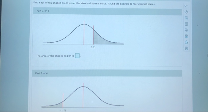 Solved Find each of the shaded areas under the standard | Chegg.com