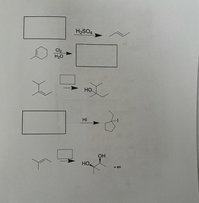 Solved H2SO4 Cl2 H2O НО. HI ОН НО, + en | Chegg.com