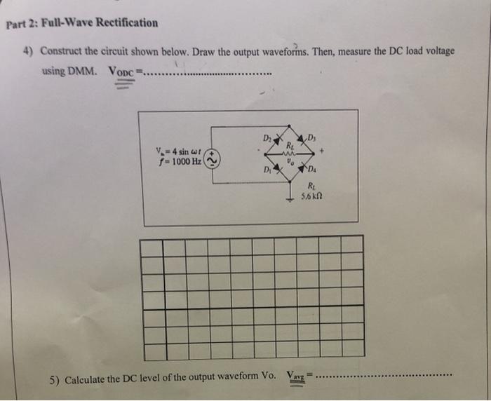 Solved Part 1: Half-Wave Rectification 1) Construct the | Chegg.com