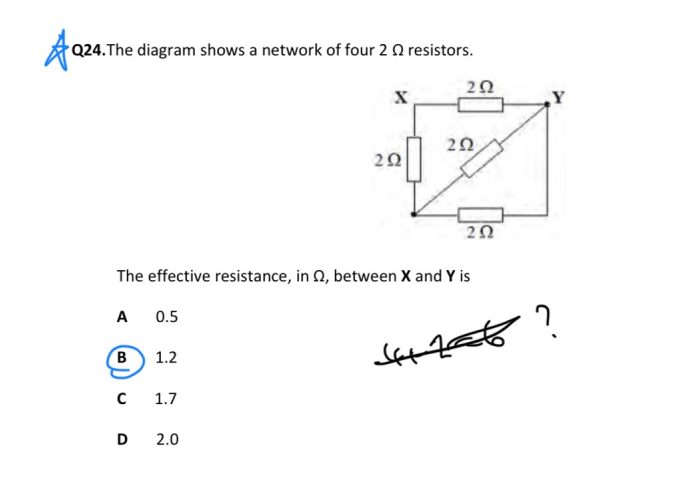 Solved Q24.The diagram shows a network of four 2Ω | Chegg.com