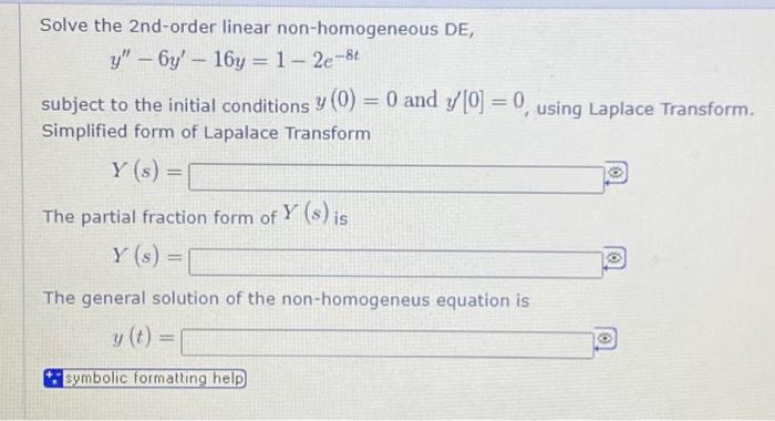 Solved Solve the 2nd-order linear non-homogeneous DE, y" - | Chegg.com