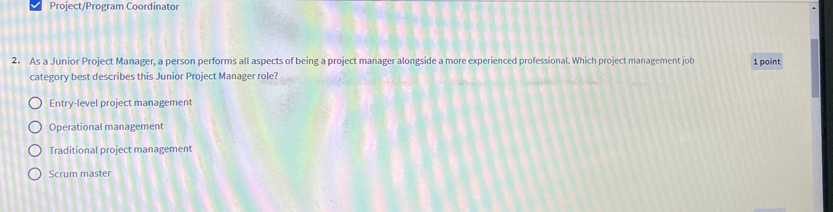 Solved Project/Program Coordinator2. ﻿As a Junior Project | Chegg.com