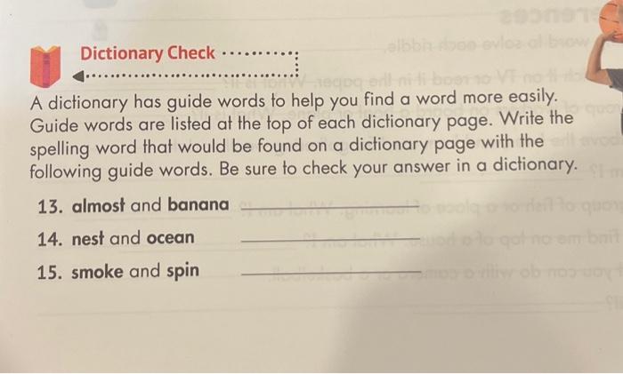 A dictionary has guide words to help you find a word | Chegg.com