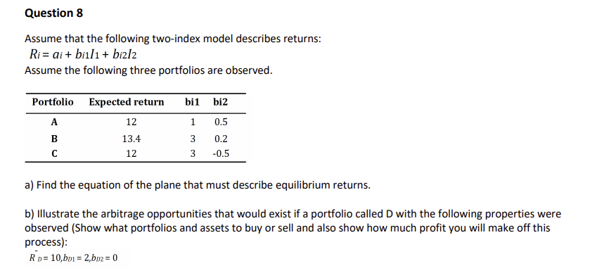 Solved Question 8Assume that the following two-index model | Chegg.com