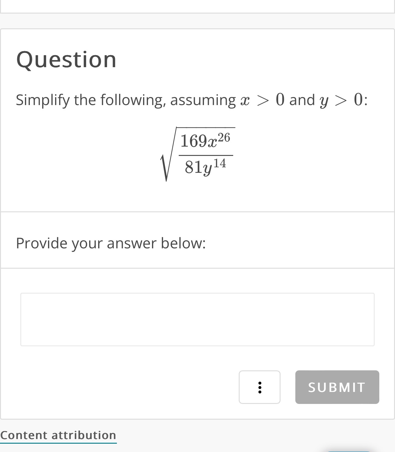 Solved QuestionSimplify the following, assuming x>0 and y>0 | Chegg.com Solved QuestionSimplify the following, assuming x>0 and y>0 | Chegg.com